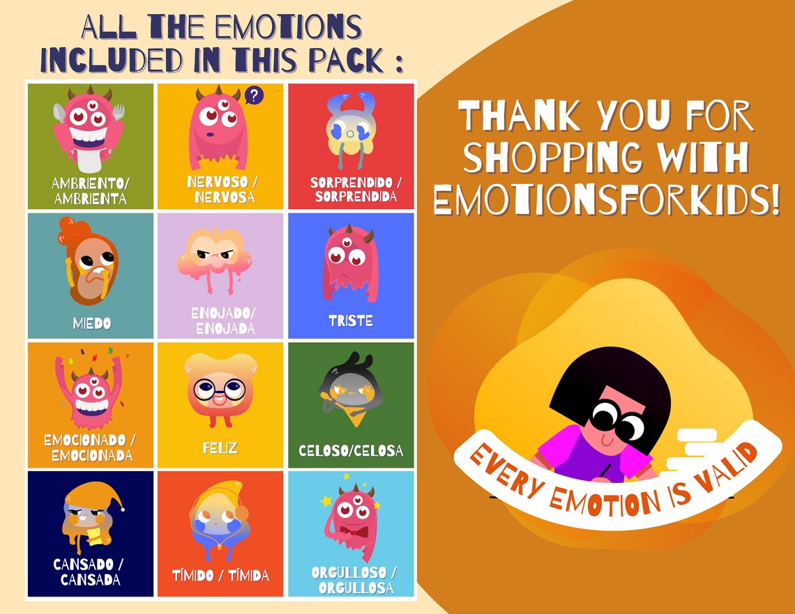 Emotion Feelings Learning Book, Flashcards for Bilingual Spanish ...