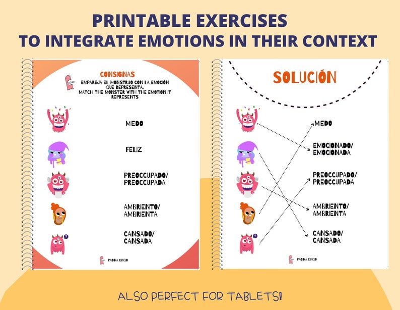 Emotion Feelings Learning Book, Bilingual Spanish, Preschool Learn ...