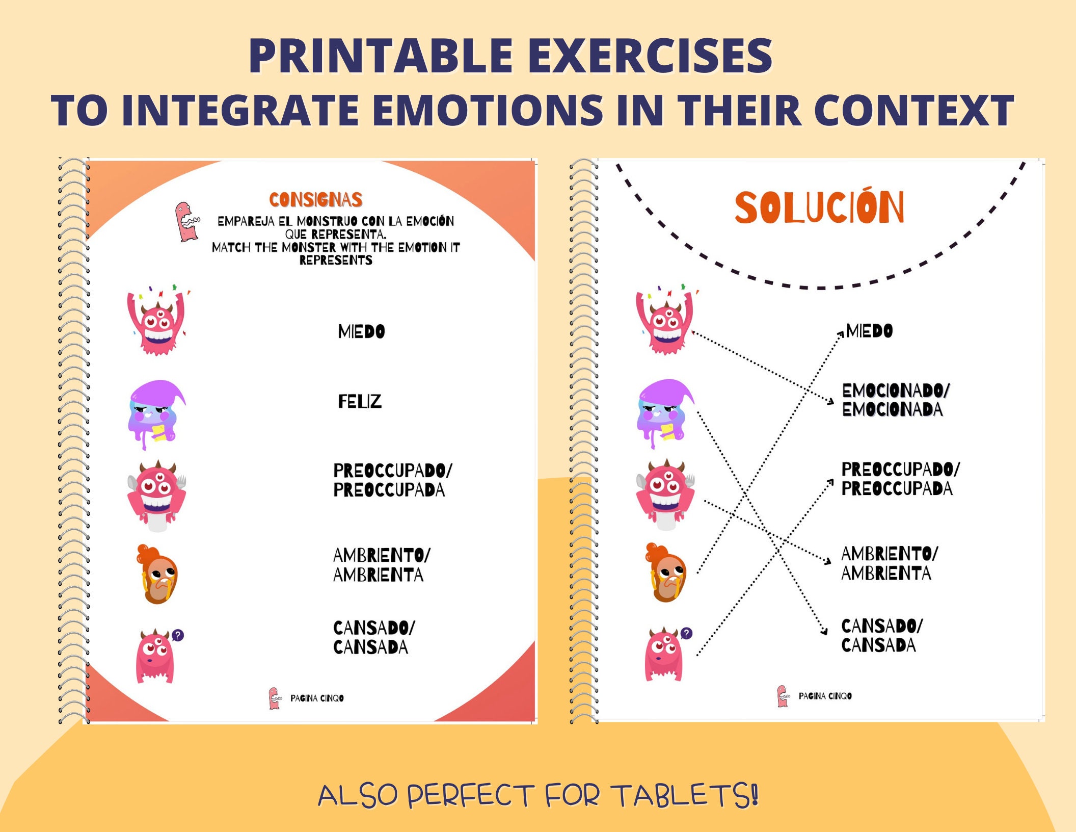 Emotion Feelings Learning Book, Bilingual Spanish, Preschool Learn ...