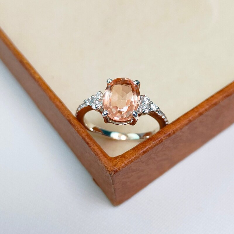 Peach Sapphire Ring - Etsy