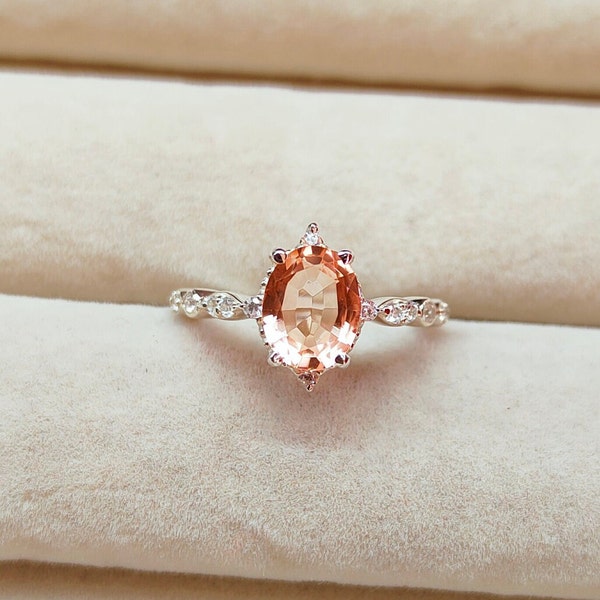 Peach Sapphire Ring - Etsy