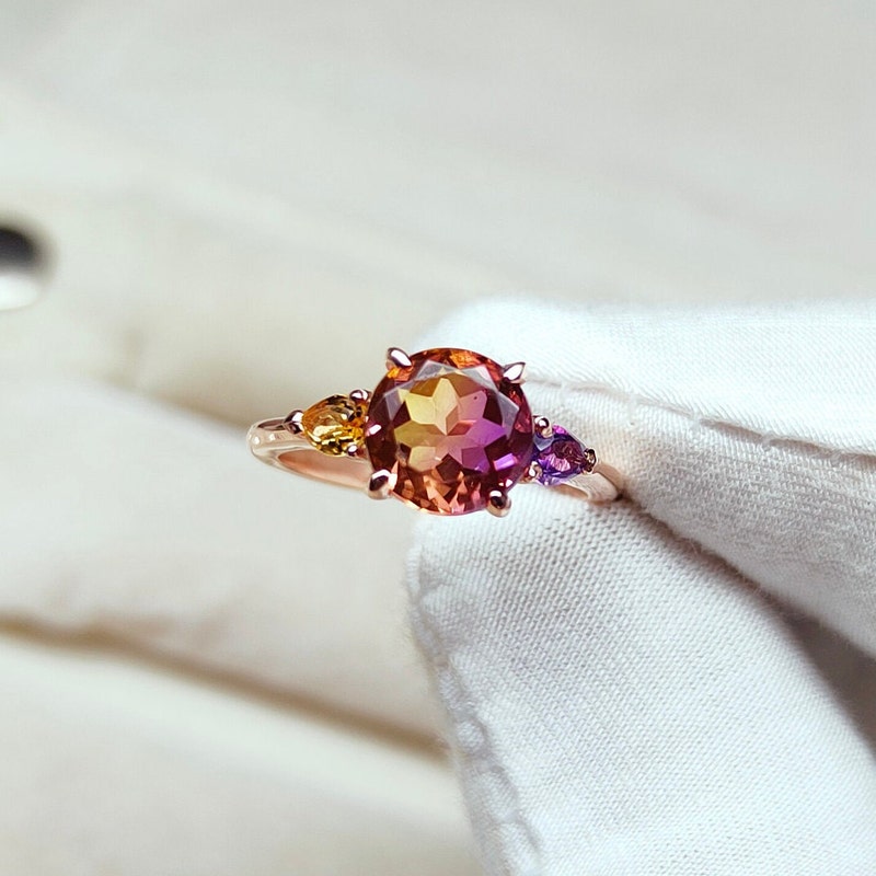 Bi Color Citrine Ring - Etsy UK