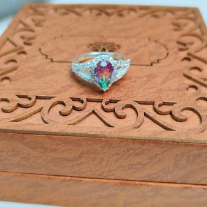 Watermelon Tourmaline Pear Ring 925 Sterling Silver Ring - Etsy