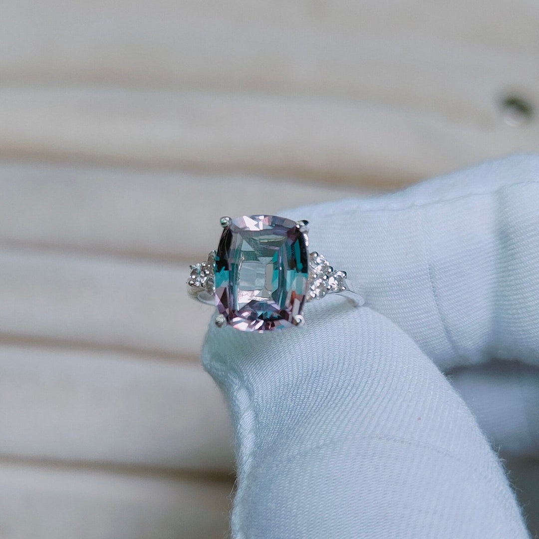 Alexandrite Ring, Lab Grown Alexandrite Ring, 925 Sterling Silver Ring ...