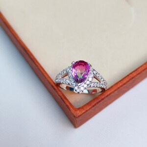 Watermelon Tourmaline Pear Ring 925 Sterling Silver Ring - Etsy