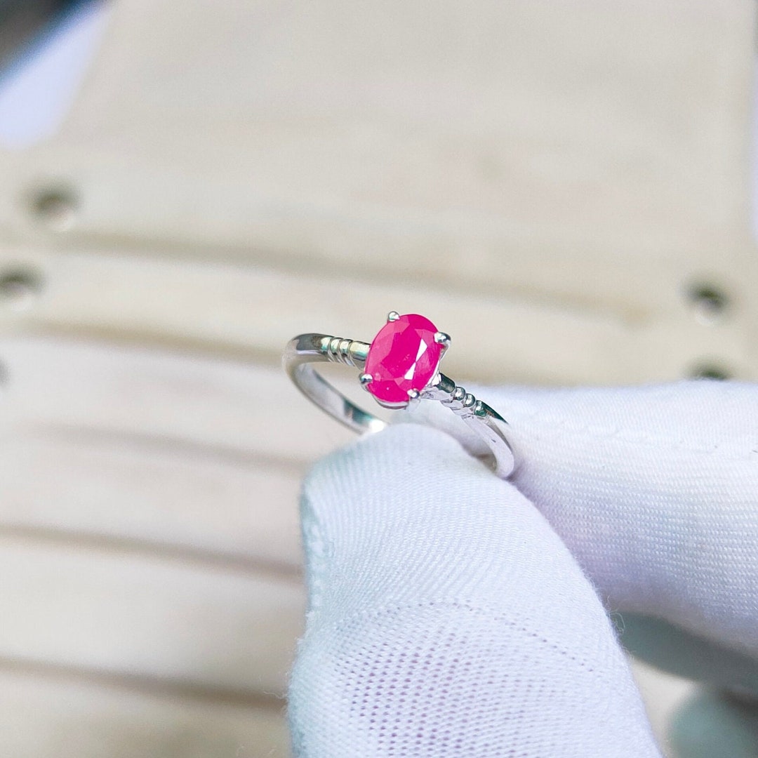 Natural Pink Ruby Ring, 925 Sterling Silver Ring, Ruby Handmade Ring ...