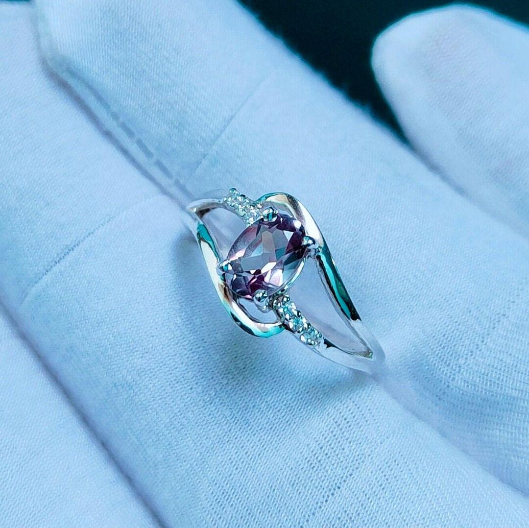 Alexandrite Ring,925 Sterling Silver Ring,color Change Stone Ring,oval ...