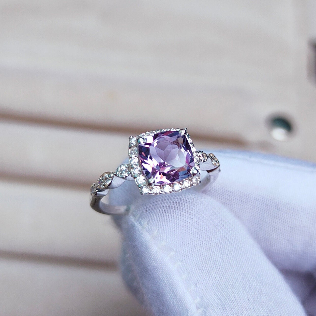 Rose De France Ring Rose De France Halo Ring 925 Sterling - Etsy