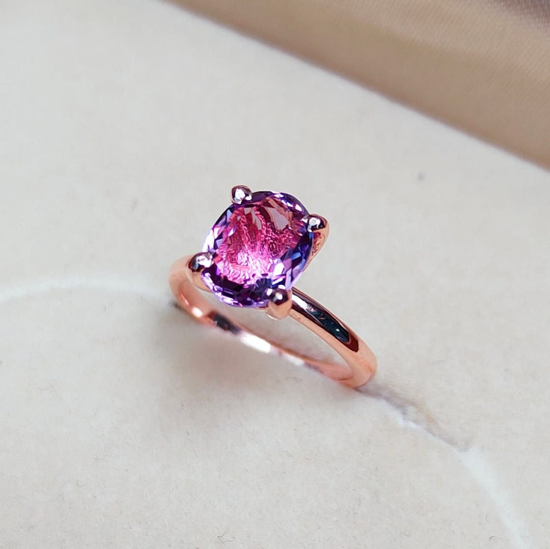 Natural Rose De France Amethyst Ring,925 Sterling Silver Ring,rose De ...