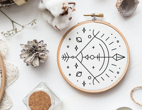 Hand Embroidery Patterns PDF Sagittarius Zodiac Drawing - Etsy