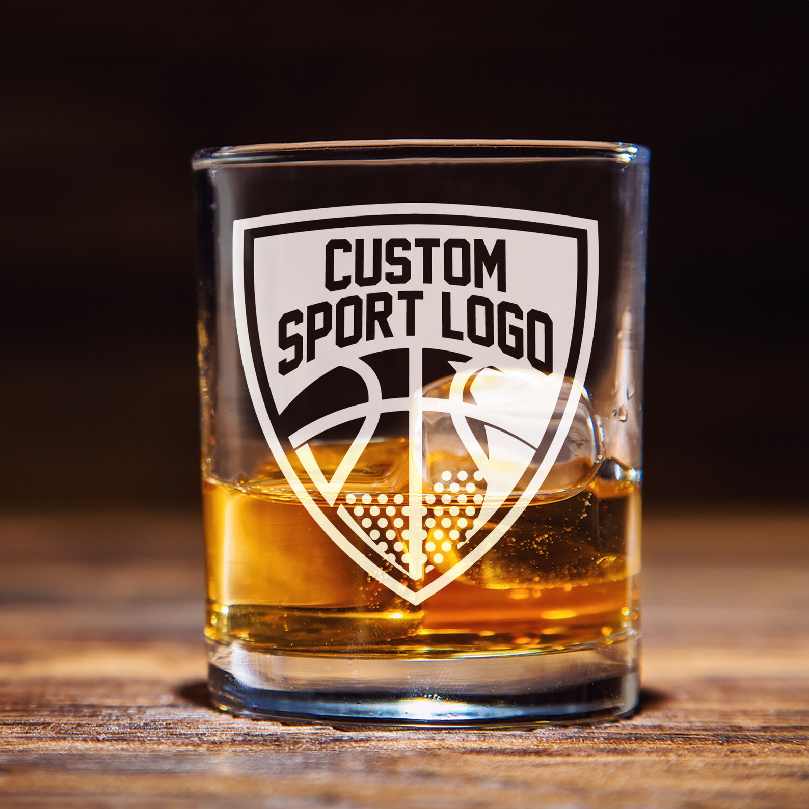 Custom Sport Team Logo Whiskey Glass Engraved Personalized - Etsy