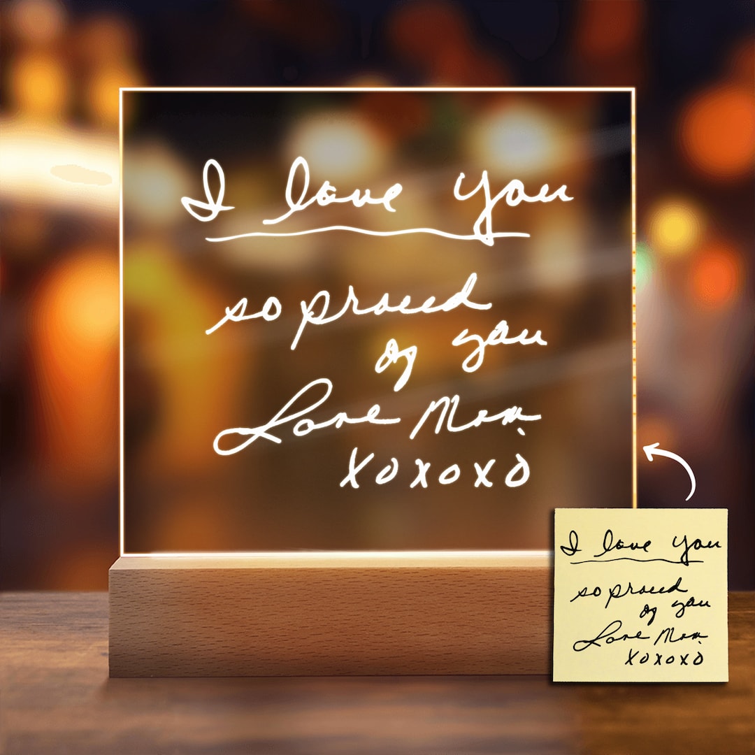 Personalized Handwritten Acrylic Night Light, Custom Handwriting Mother ...