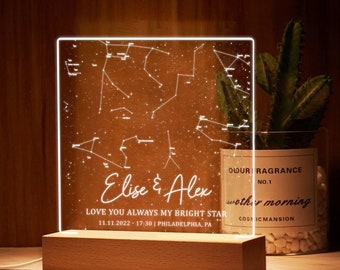 Personalized Star Map Photo Led Lamp - Etsy