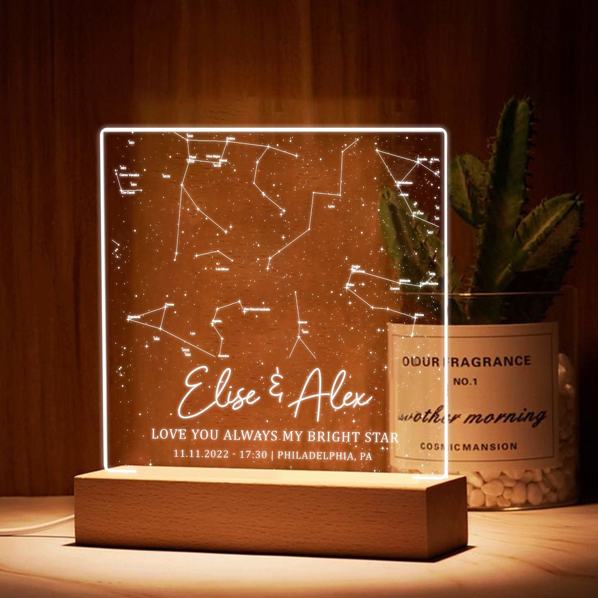 Custom Star Map Couple Night Light Just Married Acrylic LED - Etsy