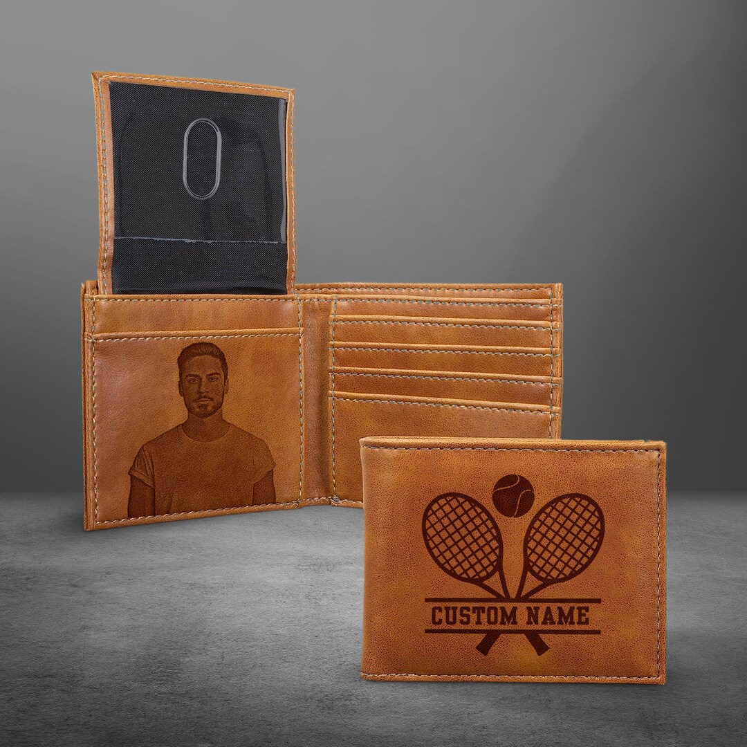 Custom Tennis Leather Wallet Personalized Tennis Coach Engraved Wallet ...