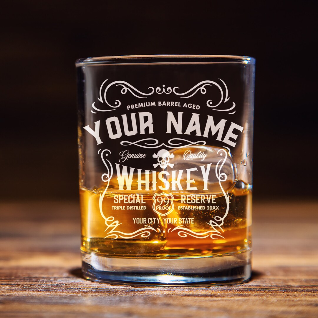 Custom Label Whiskey Glass, Engraved Personalized Bourbon Glass ...