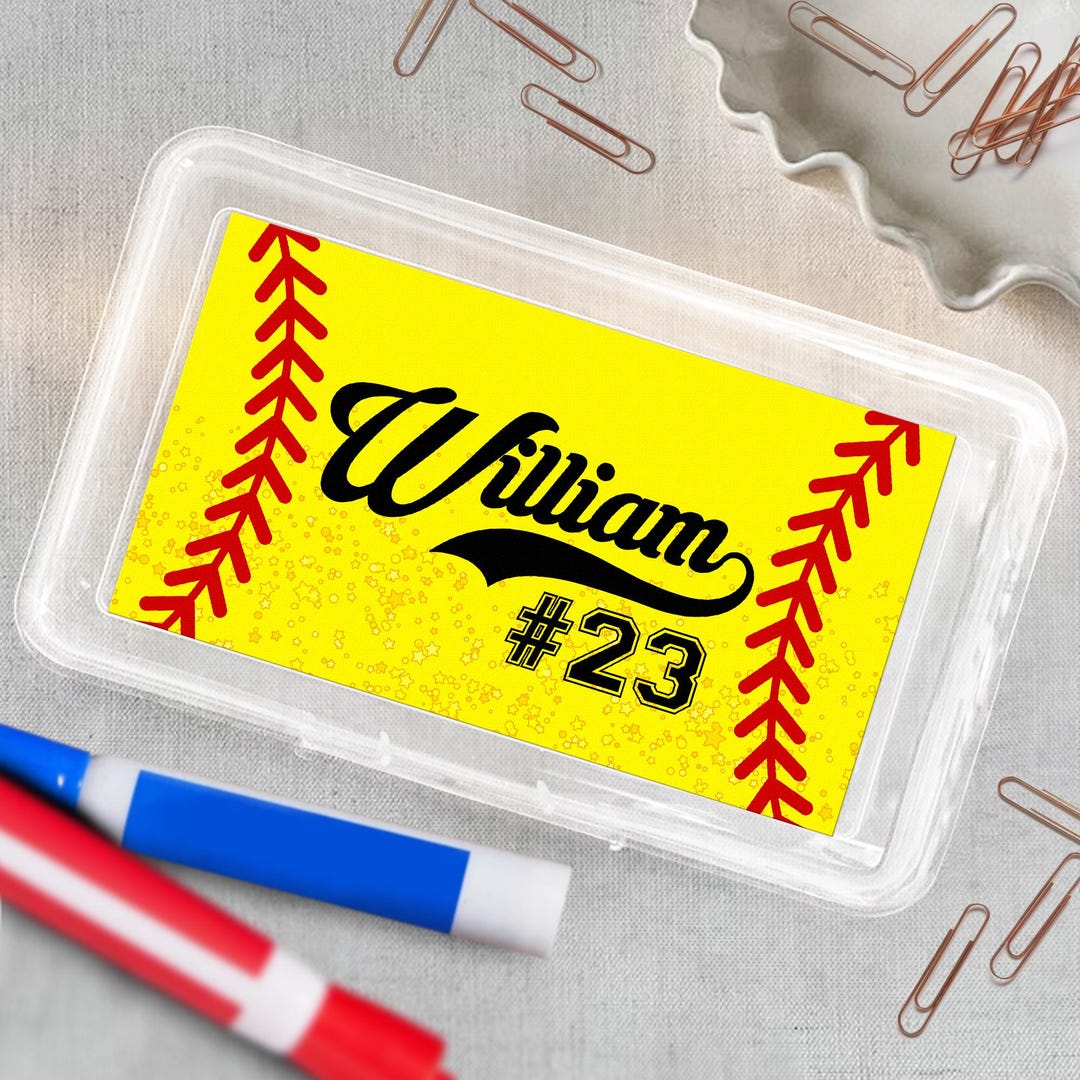 Personalized Softball Pencil Boxes for Kids, School Supplies With Name ...