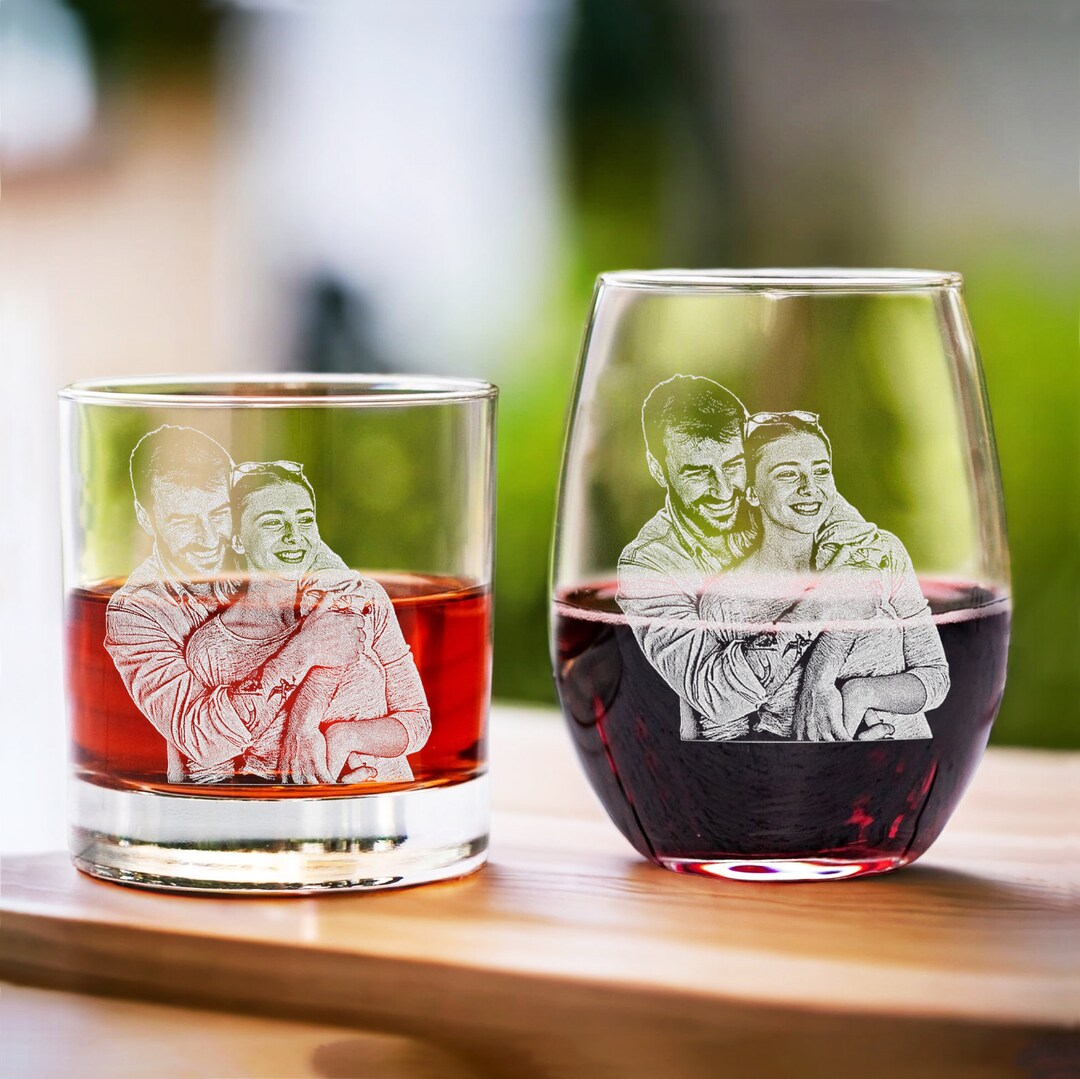 Custom Couple Portrait Glass Set Gift - Valentines Day Gift for Him - Etsy