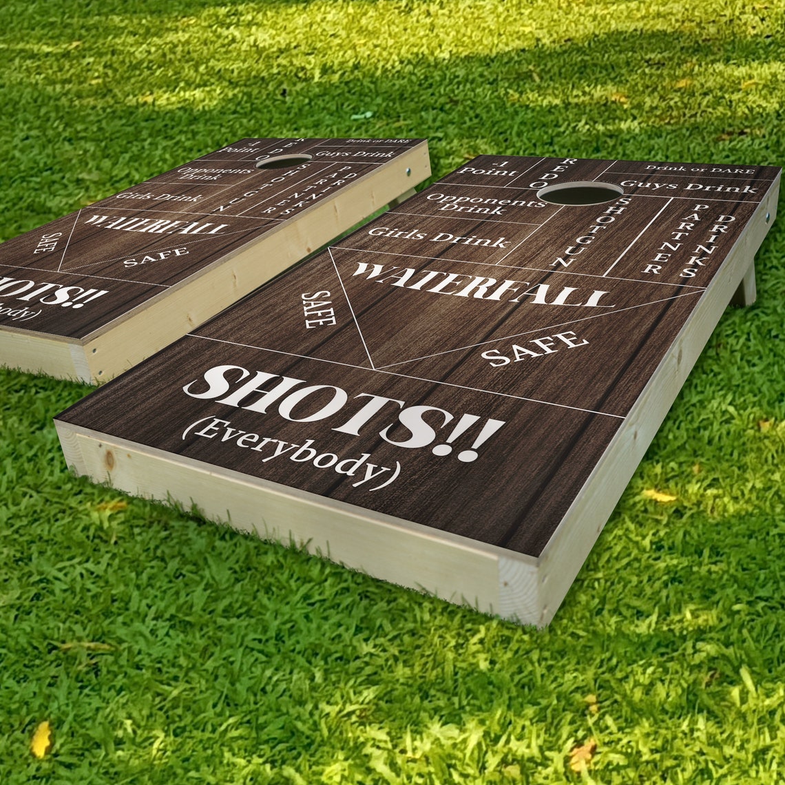 Wooden Style Custom Cornhole Wraps Drinking Cornhole Board - Etsy