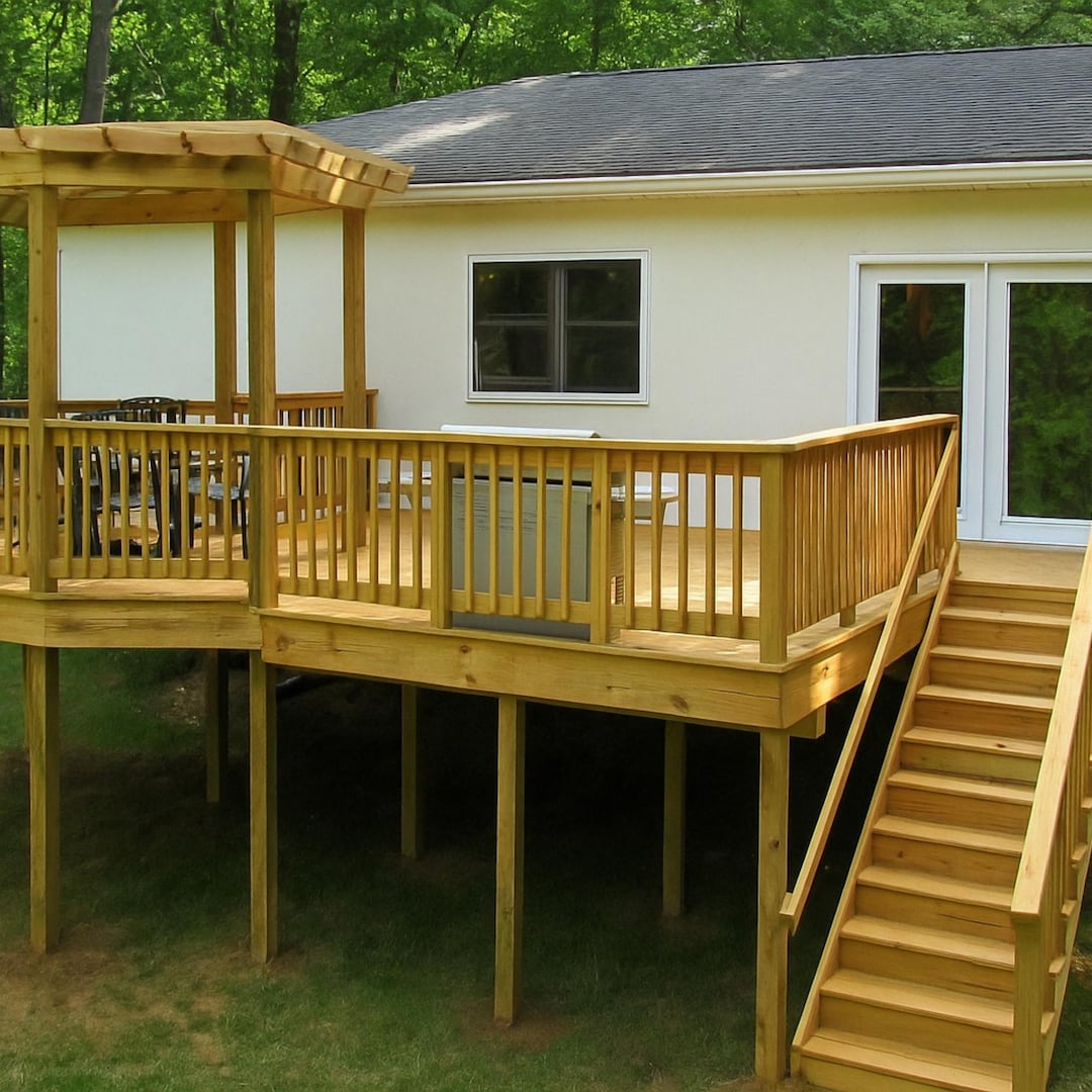 DIY Deck Plan with Pergola – Patio Design 30x16 ft – Outdoor Blueprint ...