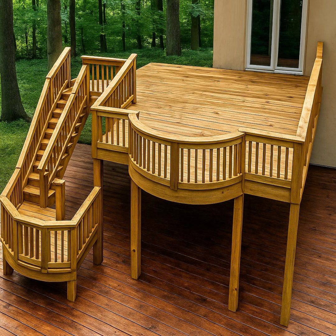 DIY Curved Deck Design Plan 16x16 | Outdoor Living Space Blueprint ...
