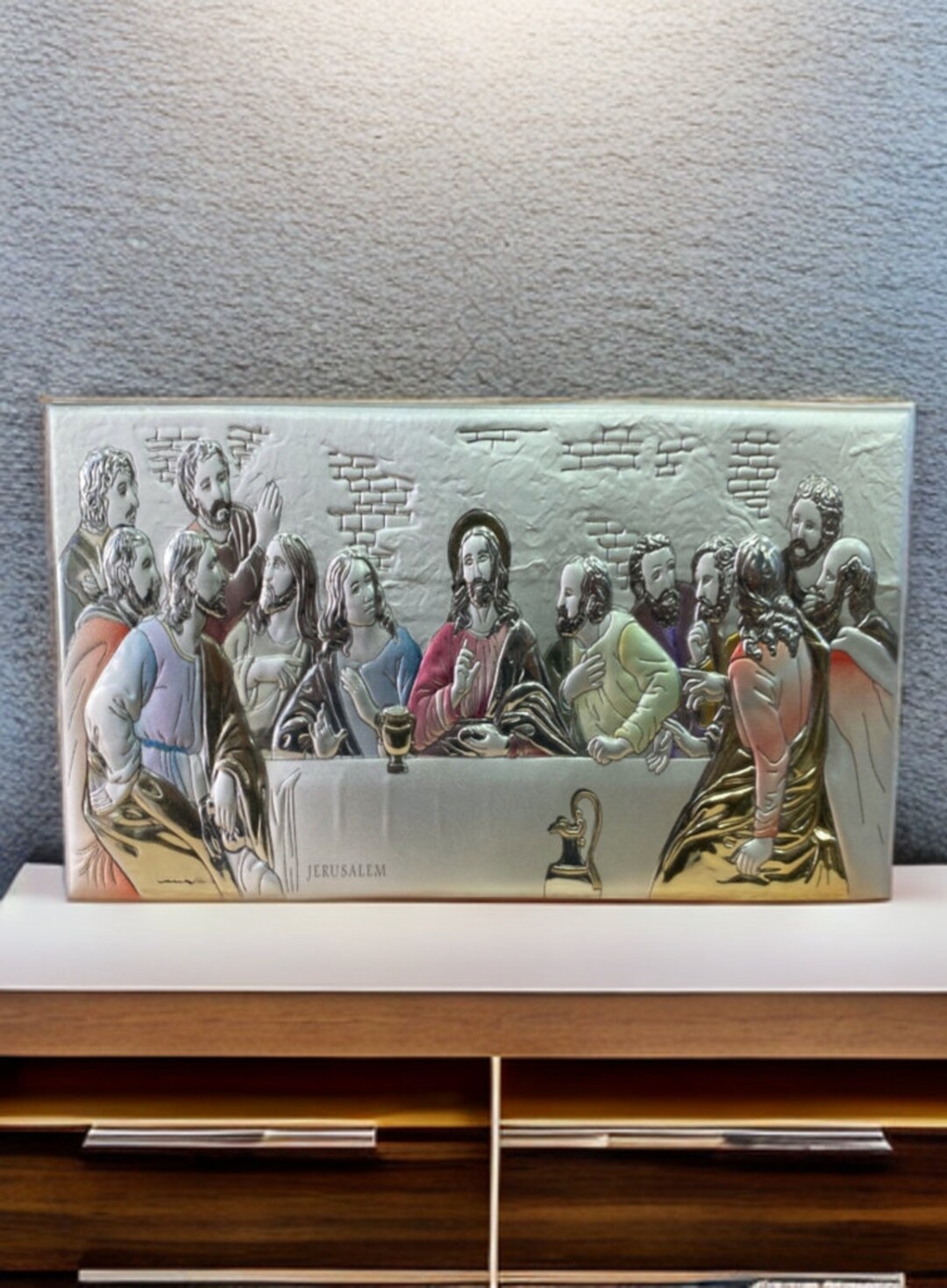 Silver 'the Last Supper' Icon: Jerusalem Holy Sepulchre Decor (7.28 ...