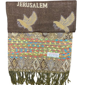 JERUSALEM Scarf Israeli Scarf Holy Land Scarf , 100% Pure Cashmere ...