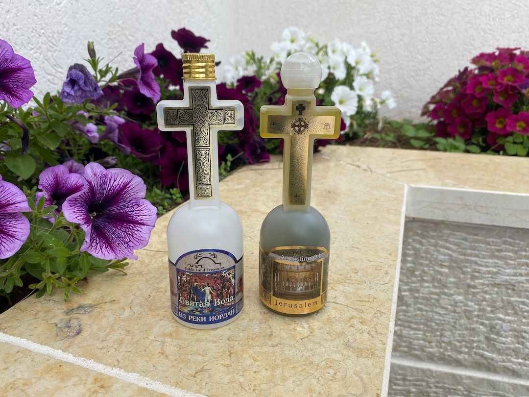 Holy Olive Oil and Holy Water Blessed in Jerusalem Holy Land , Two ...