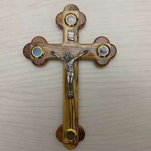 Olive Wood Crucifix Wall Decor , Big Size Orthodox Cross INBI Hand Made ...