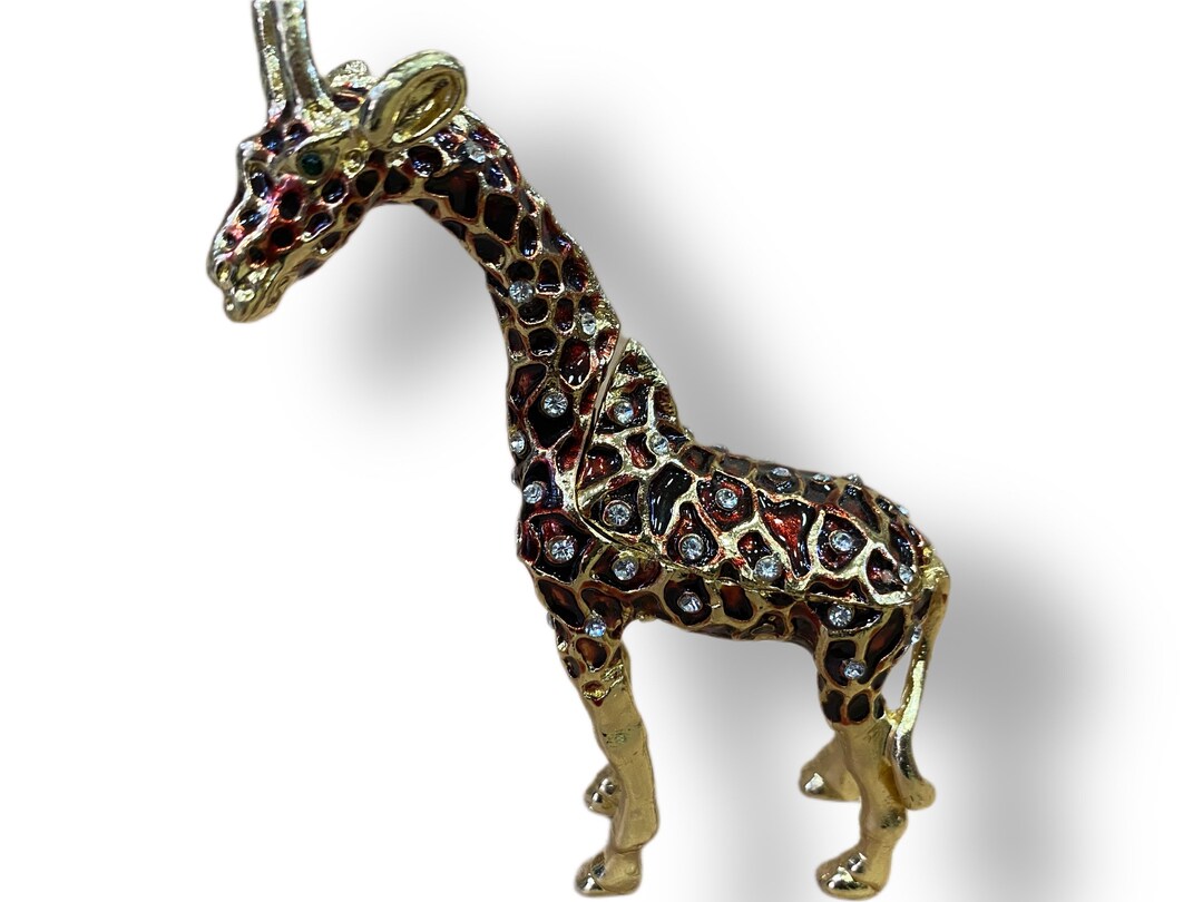 Giraffe Statue Made of High Quality Enamel Metal , Crystals and Zircon ...
