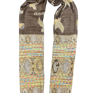 JERUSALEM Scarf Israeli Scarf Holy Land Scarf , 100% Pure Cashmere ...