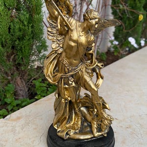 Ebros Archangel Saint Michael Slaying Chained Lucifer Statue Tall 8.47 ...