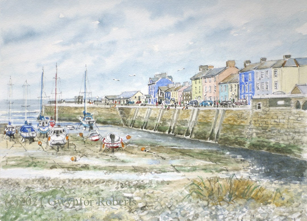 Paintings of Wales. Aberaeron Harbour Ceredigion West Wales. - Etsy