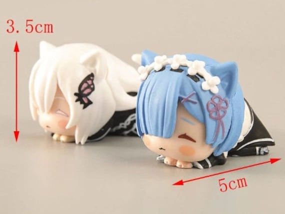 Rem Cat Figure Anime Cute Girl Lying Down Action Figures - Etsy