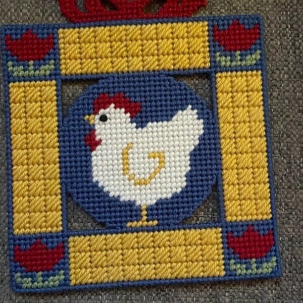 Country Bonnet Little Boy With A Fish Handmade Plastic Canvas Wall ...