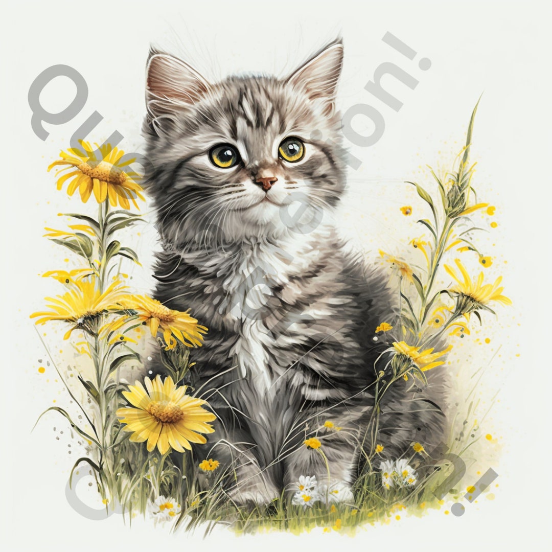 Cute Kitten Clip Art,boho Floral Cat Clipart,cute Cat Clipart,cat ...