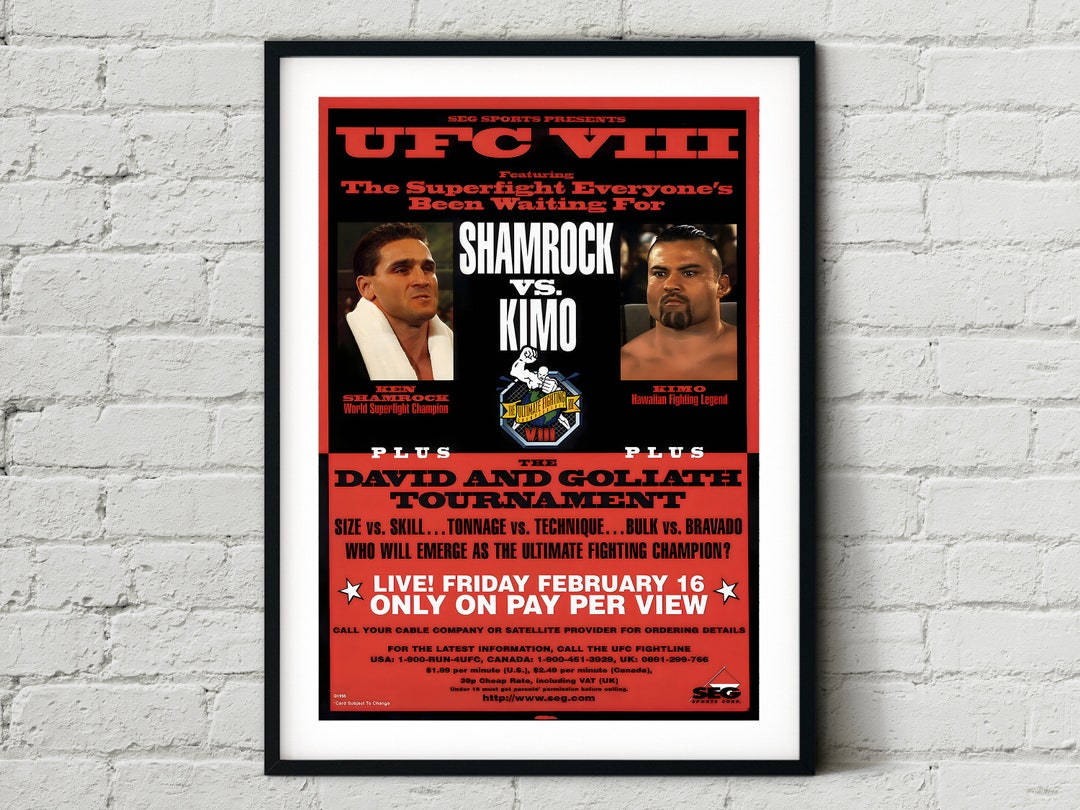 UFC 8: David Vs. Goliath Poster Ken Shamrock Vs. Kimo - Etsy Ireland