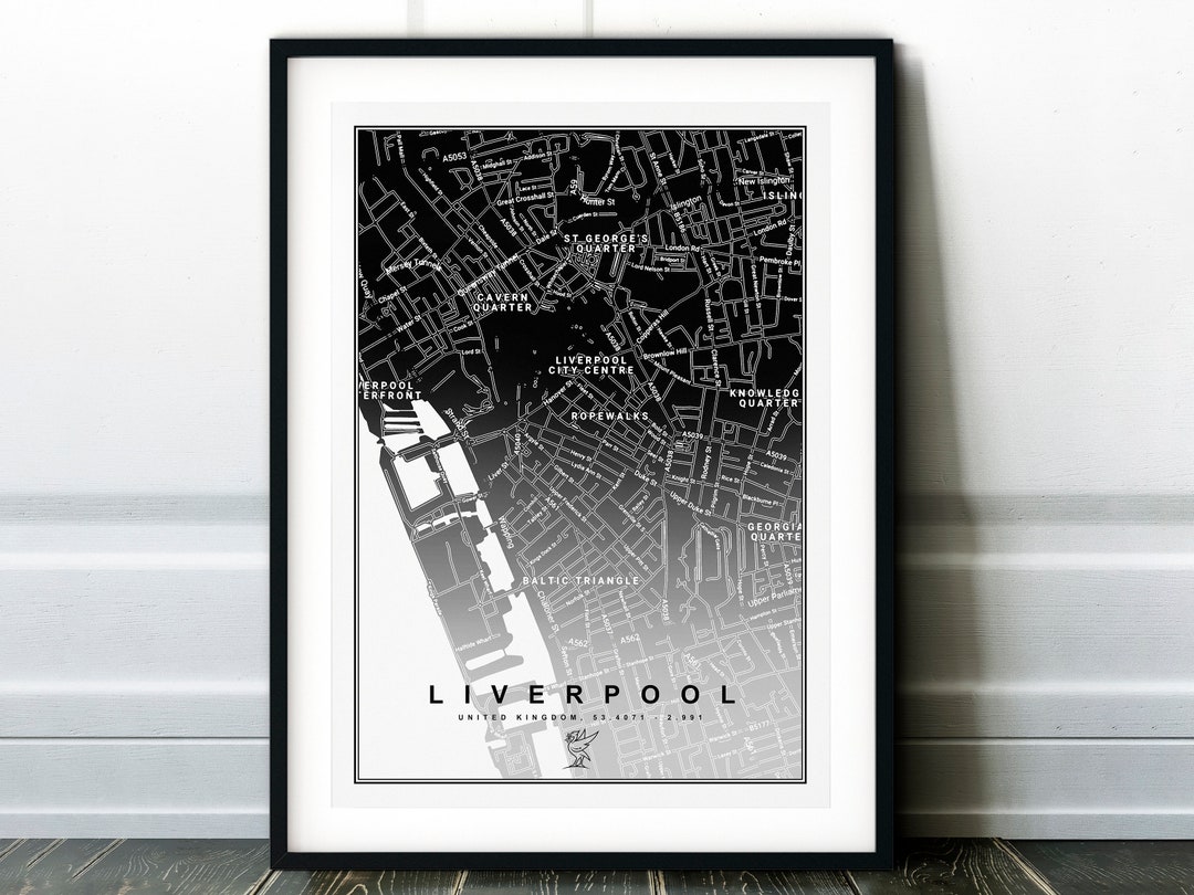 Liverpool Map Print Poster Custom Map Prints Any Location - Etsy