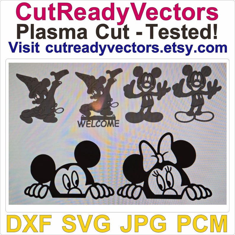 Mickey Mouse, Minnie, Sorcerer, Wizard, Peeking, Ready to Cut, Plasma ...