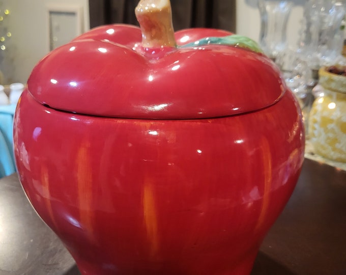 Vintage Candy Apple Red Cookie Jar - Etsy