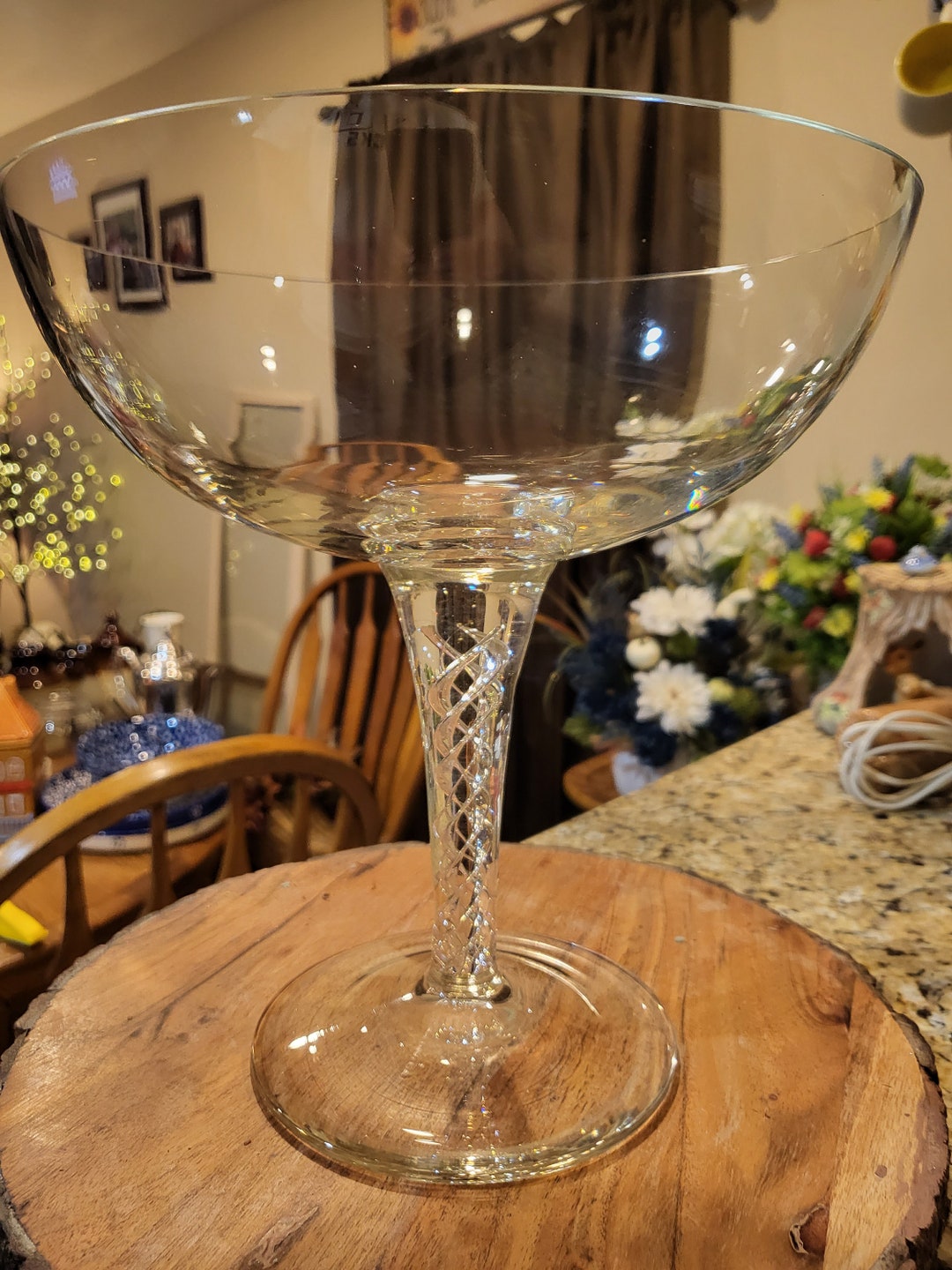Vintage Stuart Ariel Air Twist Stem Coupe Shaped Clear Crystal Compote ...