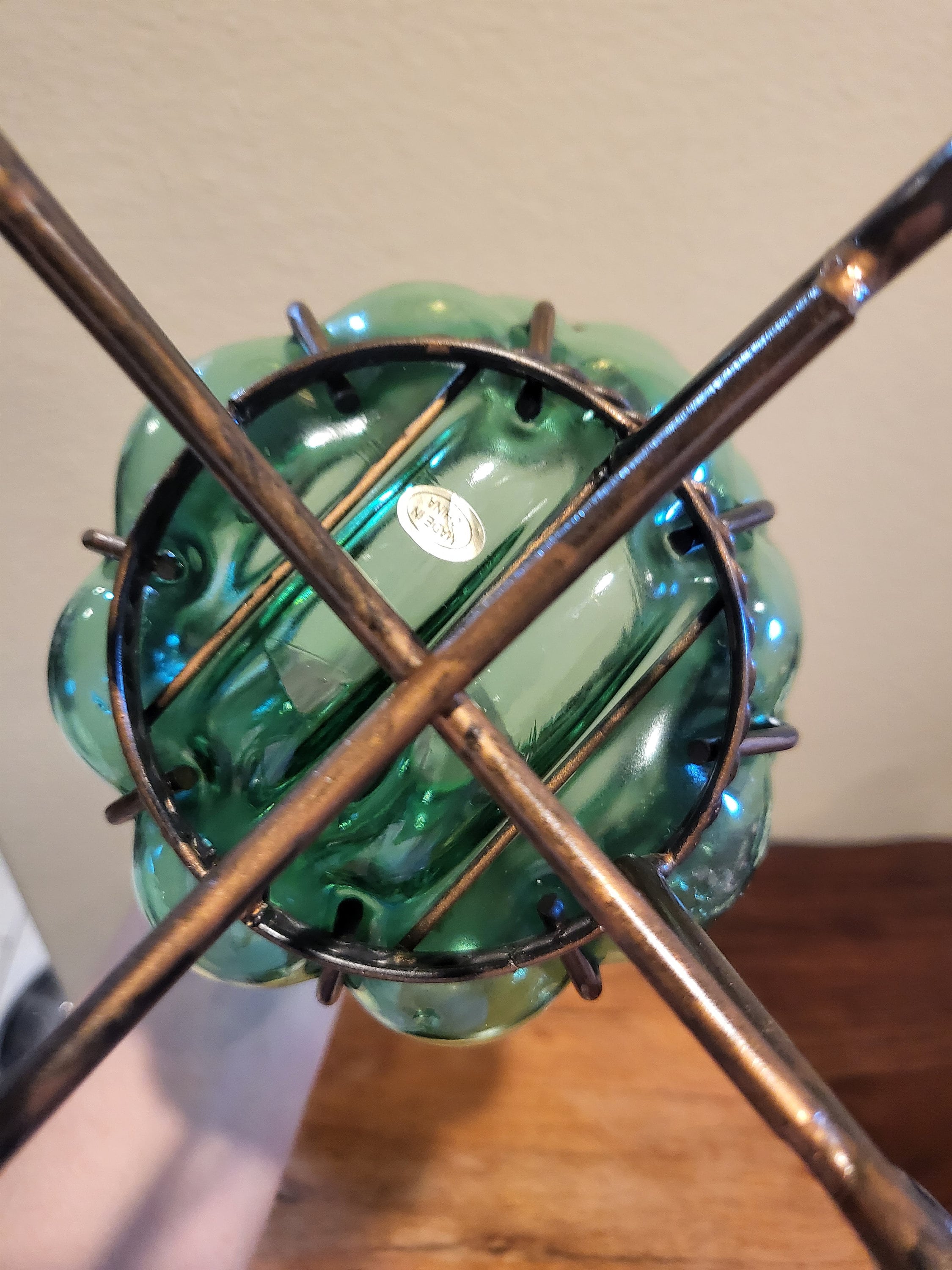 Vintage Caged Glass in Wrought Iron Vase - Etsy