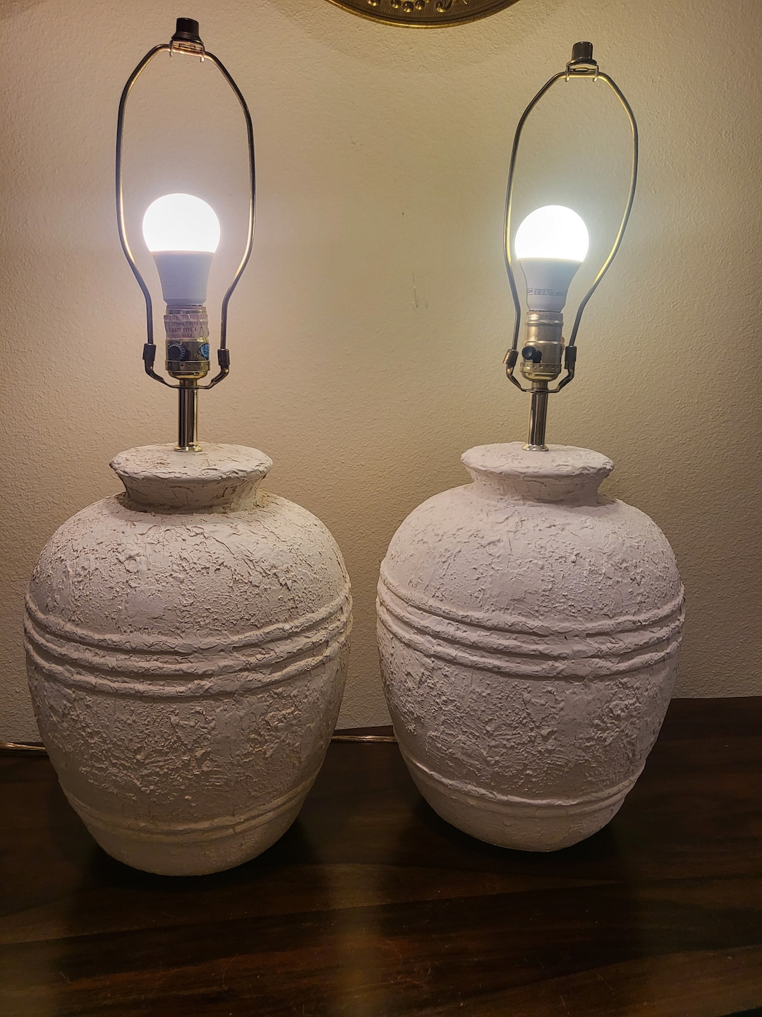 Pair of Ivory Plaster Alsy Lamps - Etsy