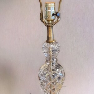 Vintage Diamond Cut Crystal and Brass Lamp - Etsy
