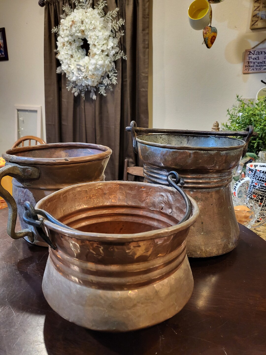 Set of 3 Antique Copper Cauldrons - Etsy
