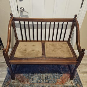 Vintage Entryway Bench W/2 Cushions - Etsy