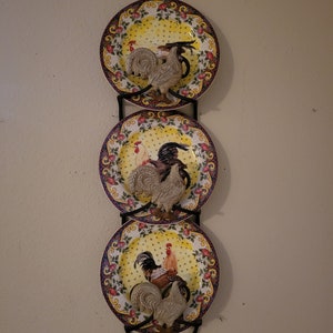 Vintage Cast Iron Chicken Hanging Plate Holder and 3 American Atlier ...