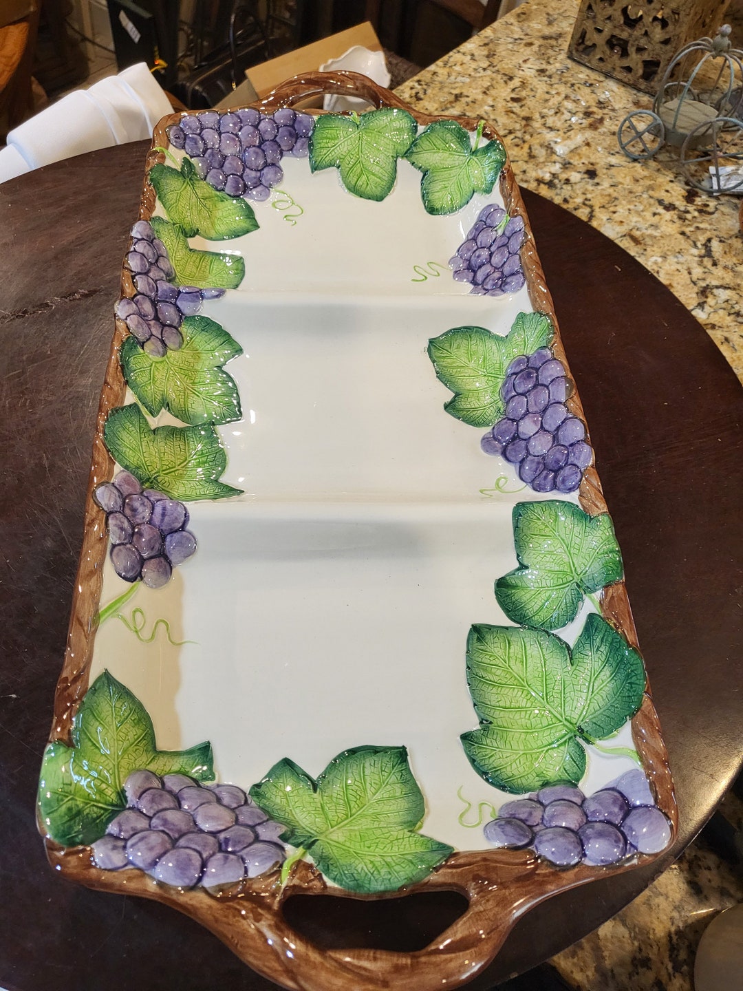 Vintage Fritz & Floyd Divided Grapevine Tray - Etsy