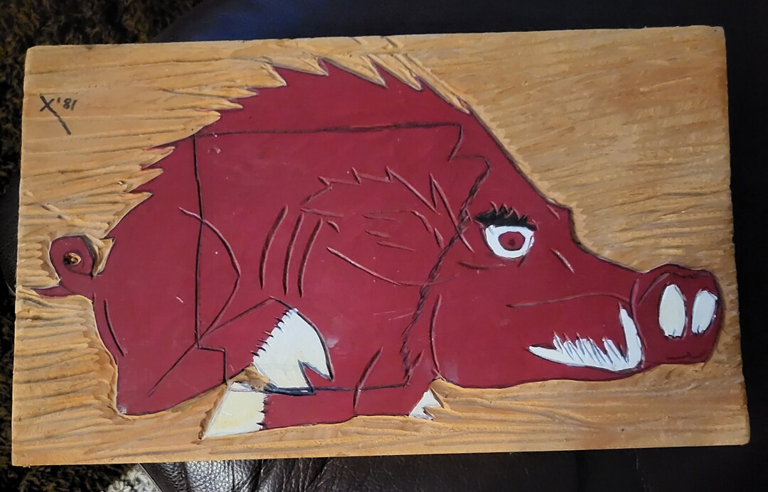 Hand Carved Arkansas Razorback Plaque - Etsy