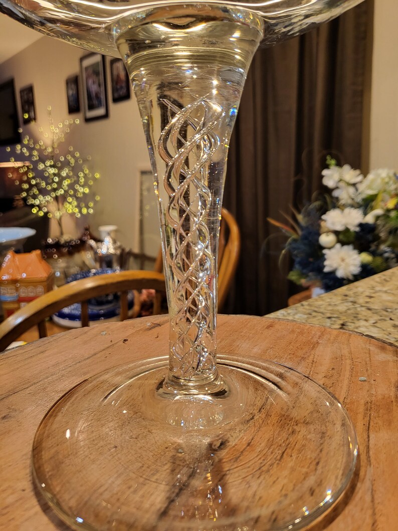 Vintage Stuart Ariel Air Twist Stem Coupe Shaped Clear Crystal Compote ...